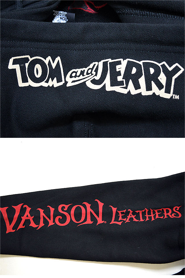 【未使用】vanson×TOM＆JERRYコラボ フルジップパーカー vanson ブラック×レッドMサイズ TJV-2238 バンソン ...